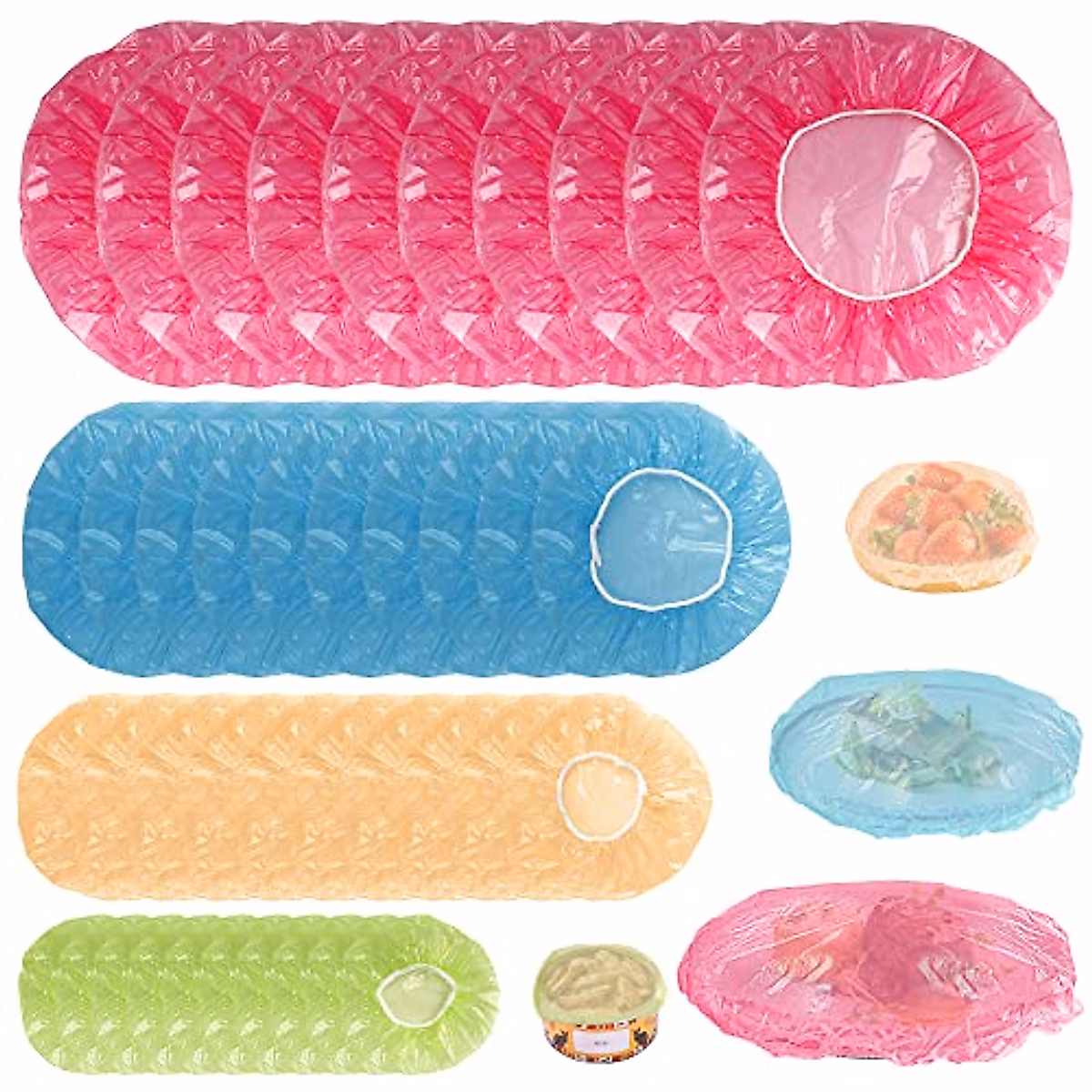 Fresh Keeping Bags 80pcs 4 Szie Reusable Stretch Plastic Wrap Bowl Covers Food Storage Covers Preserving Lids for Fruit Vegetable Meat Preservation