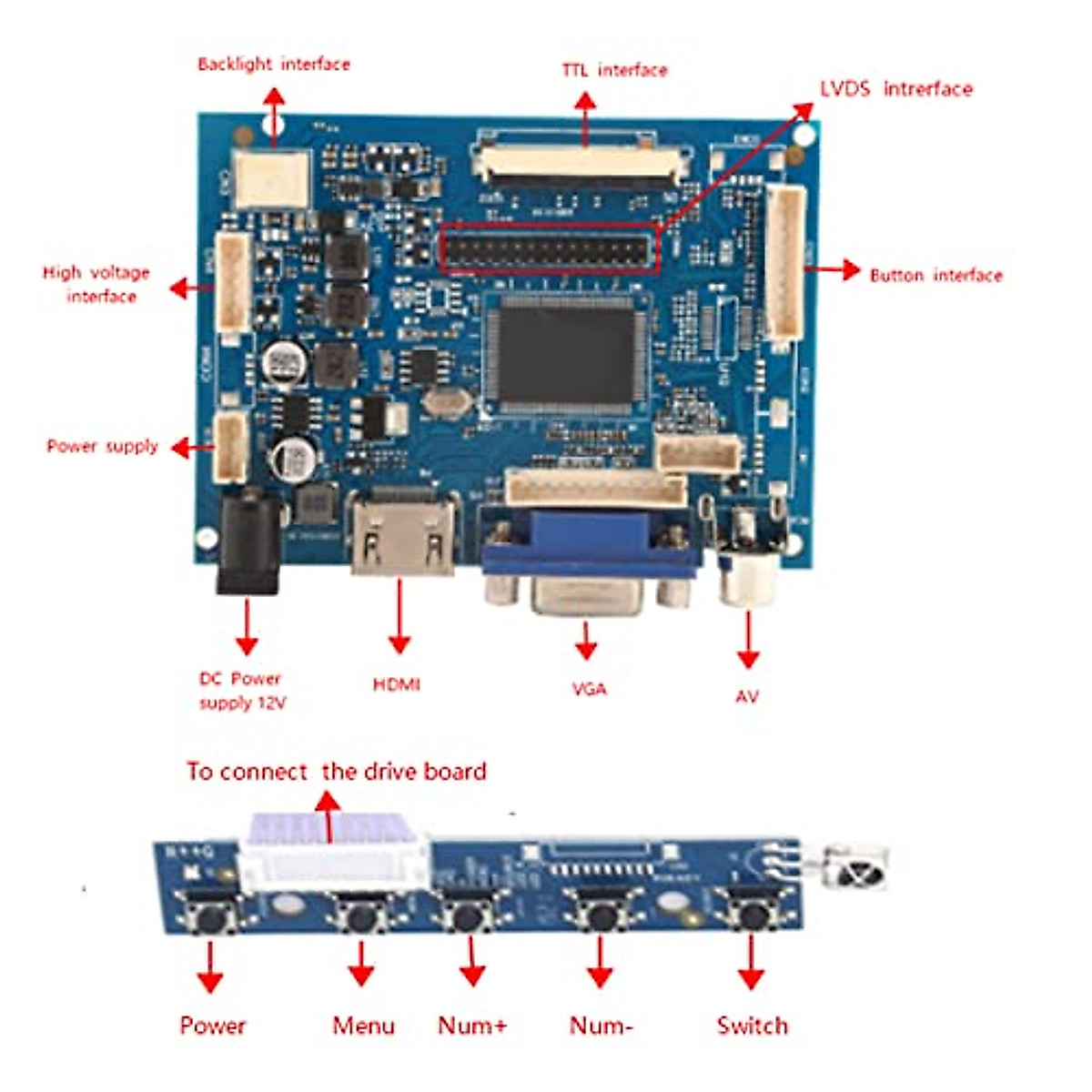 TFT LCD Display HDMI VGA Monitor Screen Kit 7 Inch 1024 X 600 Compatible Raspberry Pi 3/2