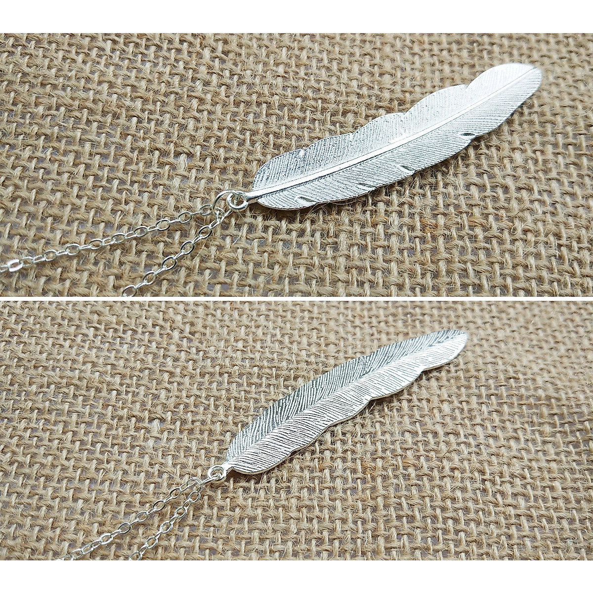 Suyi Exquisite Sequins Multilayer Chain Turquoise Beads Necklace with Feather Pendent Silver