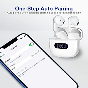 BlokWRX Wireless Earbuds Bluetooth 5.2 Light-Weight HiFi Stereo Headphones with LED Digital Display Mini Charging Case,IPX5 Wateproof Touch Control with Type C Fast Charge for Android iPhone