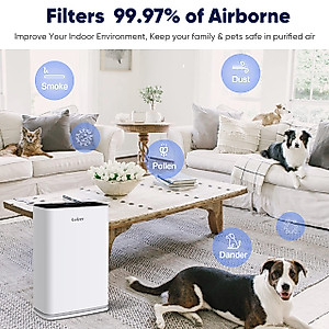 COLZER 2500 Sq. Ft. HEPA Air Purifiers for Home Large Room 4-Stage Air Filtration to Clean 99.97% of Hair, Dust, Smoke, Odor for Bedroom Living Room Office
