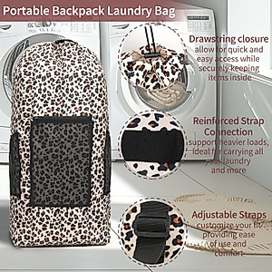 VOOWO College Laundry Bag, Large Laundry Backpack, College Dorm Room Essentials For Guys Girls, Dorm Laundry Bag Backpack With Shoulder Straps, Dirty Clothes Travel Laundry Bag (White Print)