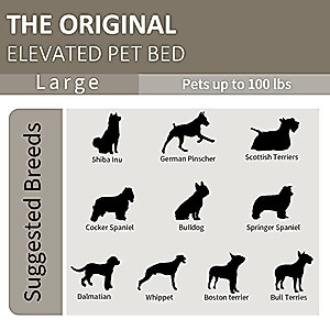 LOOGU Elevated Dog Bed, Portable Raised Dog Cot Bed for Indoor and Outdoor Use Dog Bed with Breathable Mesh and Durable Frame