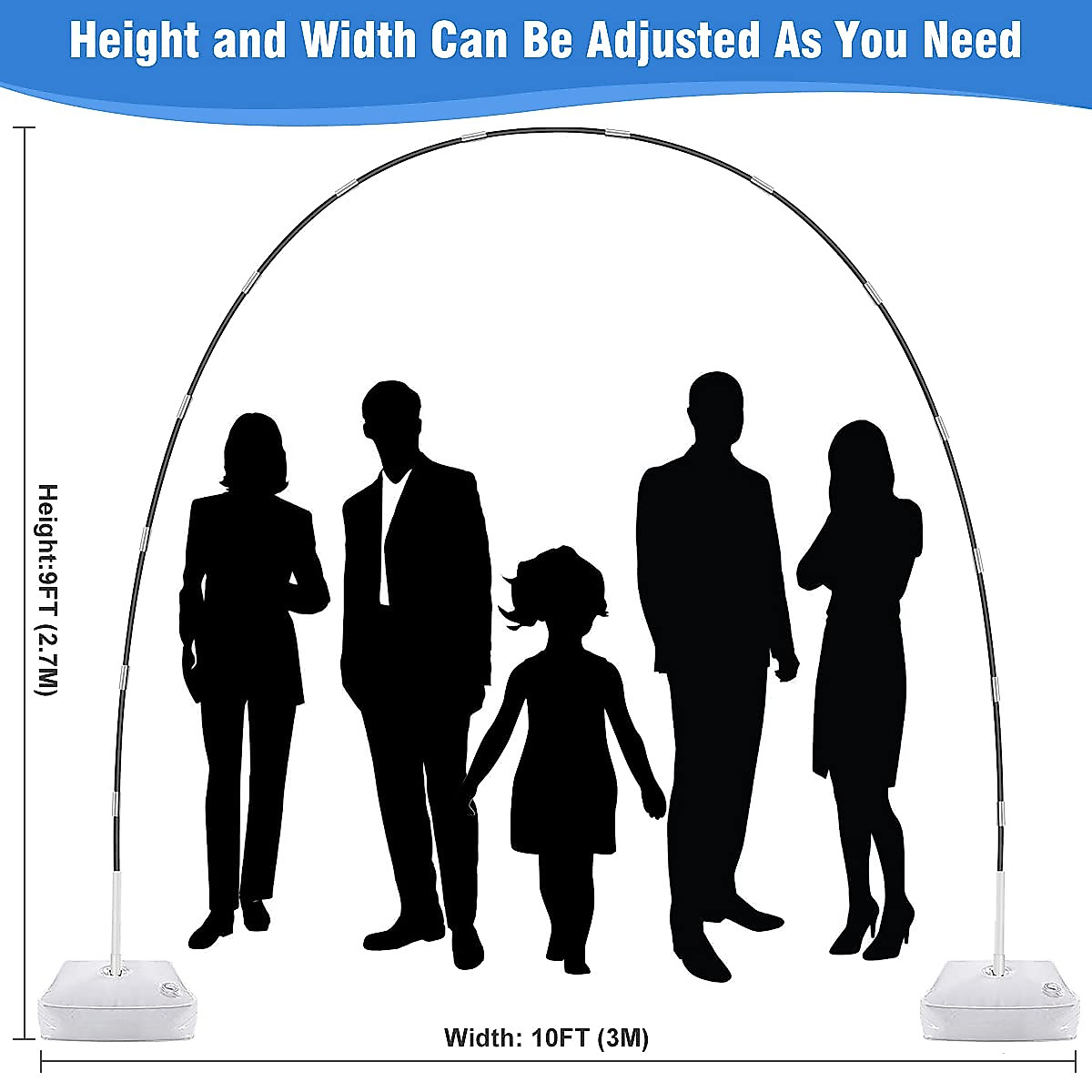 Balloon Arch Kit and Balloon Pump, Adjustable Balloon Arch 2 Balloon Stand with 120PCS Balloons, Water Bases, 60 Balloon Clips, Knotter for Wedding Graduation Birthday Party Supplies Decoration