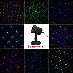 Poeland 8 Patterns Garden Lights Moving Firefly Laser Christmas Projector for Home and Garden