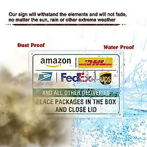 TQYC Package Delivery, Delivery Instructions for FedEx Amazon UPS USPS DHL Sign, 2-Pack 10 x 7 inch Rust Free Aluminum Sign
