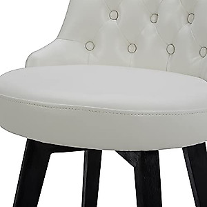Watson & Whitely Modern Swivel Bar Stools, Faux Leather Upholstered Counter Height Bar Stool with Back, Solid Wood Legs, 26" H Seat, Set of 2, White