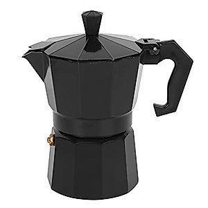 Stovetop Espresso Maker, Classic Stovetop Espresso Maker 6‑Cup Capacity Aluminum Coffee Machine Moka Pot for Office Home Use Moka Maker for Gas or Electric Stove Top(Black)