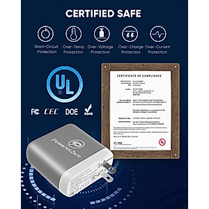 USB C Wall Charger Fast Charging - PowerlotZero 68W 2 Port GaN PD Power Adapter Plug 60W & 18W Dual USBC Foldable Laptop Charger Compatible with MacBook Pro Dell iPhone 14 13 Pro Max Plus iPad Pro