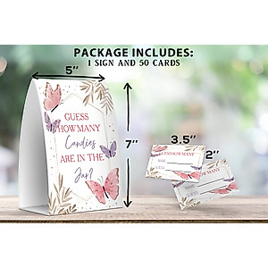 How Many Candies Are In The Jar, Baby Shower Games, Baby Shower Decorations - One Sign and 50 Cards(MANY011)