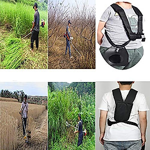 Trimmer Shoulder Strap Harness, Weed Eater Strap Harness + Weed Eater Strap Clamp, Comfort Strap Double Shoulder Garden, for Fits Trimmer Harness Shoulder Strap Garden Lawn Cutter Accessories