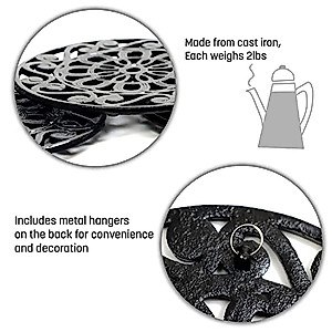 Trademark Innovations Set of 3 Decorative Cast Iron Metal Trivets (Black)