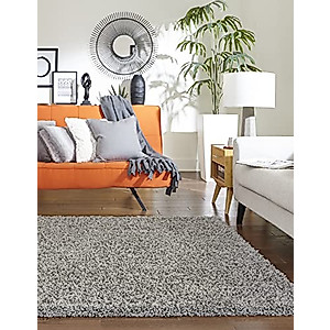 Unique Loom Solid Shag Collection Area Rug (8' x 10', Cloud Gray)