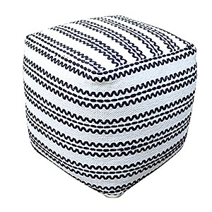 Christopher Knight Home Davis Boho Cotton Pouf, Natural and Black