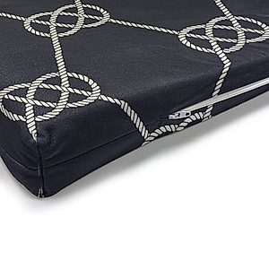 Ambesonne Navy Blue Bench Cushion, Navy Inspired Sailor Knot Rope Pattern Illustration Nautical Abstract Design, Standard Size Foam Pad with Decorative Fabric Cover, 45" x 15" x 2", Blue Cream