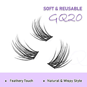 GAQQI Lash Clusters, GQ20 Individual Lashes 120pcs C Curl, DIY Lash Extension 10-20mm Mixed Length False Eyelash Clusters, Fluffy Natural Lash Wisps (GQ20,C Curl,10-20mm)