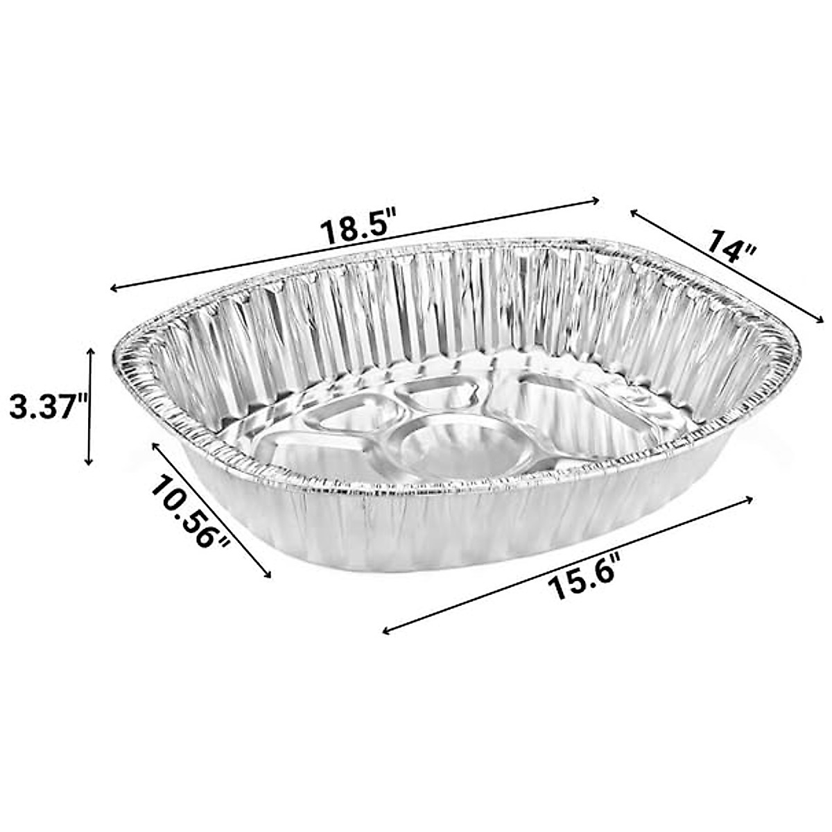 Nicole Fantini Disposable & Durable Extra Large Oval Turkey Roaster Aluminum Pans For Thanksgiving - 100% Recyclable : Perfect for Brisket, Baking and Roasting : 10 Pans
