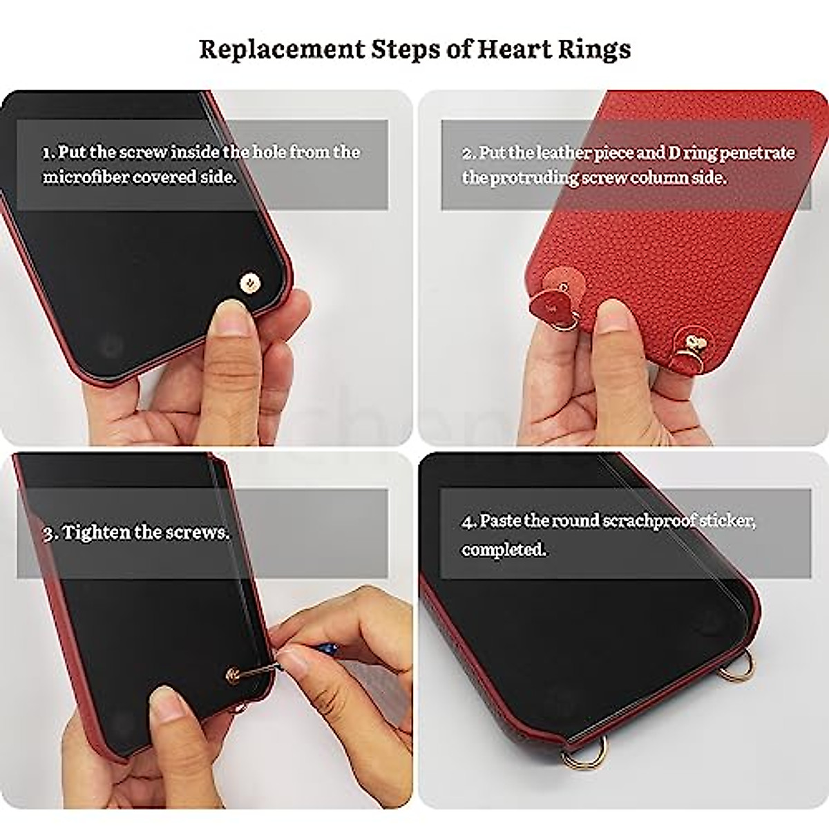 qichenlu Genuine Leather Crossbody Case Designed for Samsung Galaxy S22, Durable Cute Trendy Heart Cowhide Cover with Detachable & Adjustable Shouler Strap Neck Lanyard Chain, Black