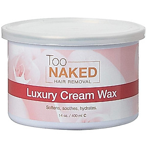 Too Naked Luxury Cream Wax, for Coarse, Thick and Curly Hair Removal, Non-Transparent Formula Softens, Smooths and Hydrates, Fragrance-Free, 14 Ounces