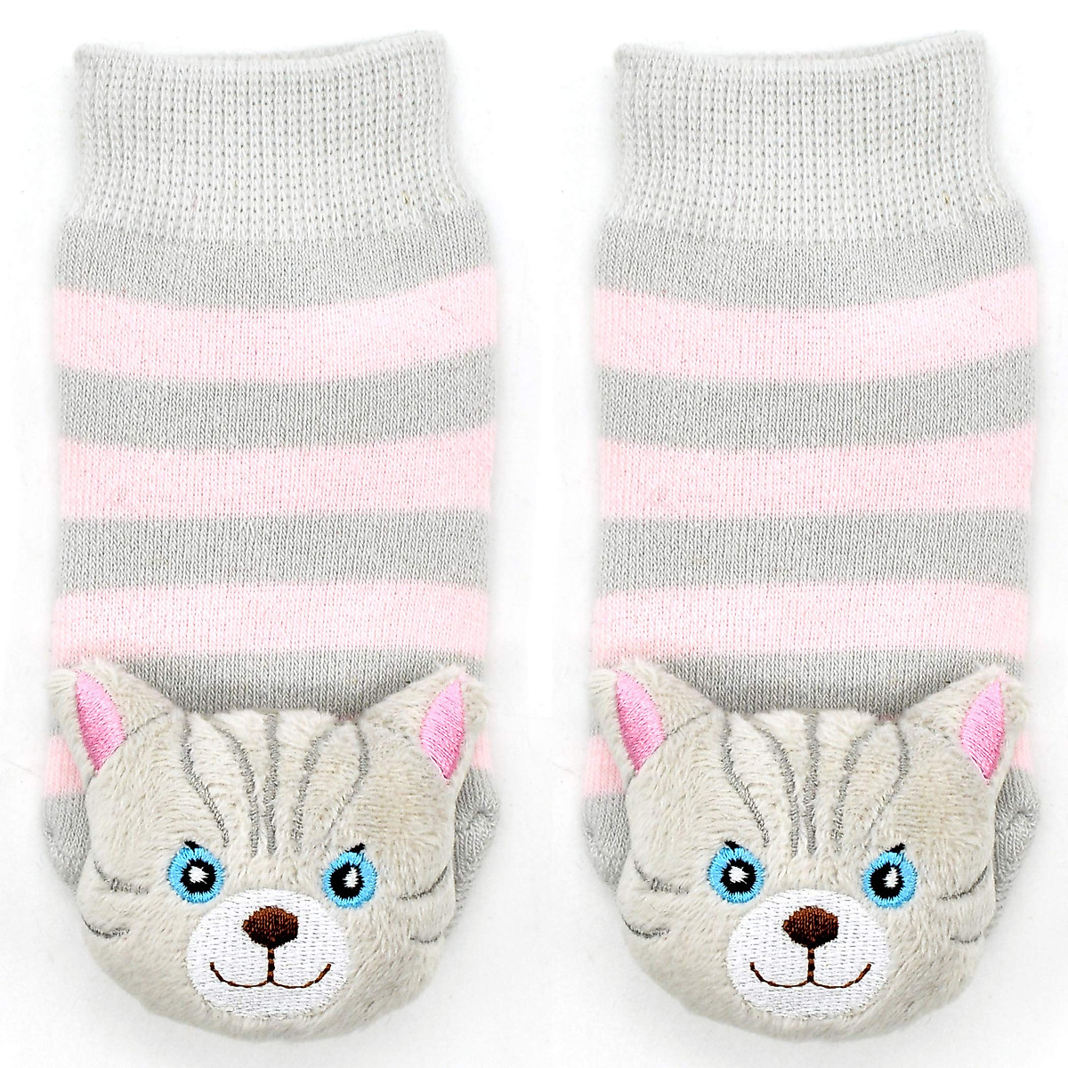 Piero Liventi Gray Cat Boogie Toes Rattle Sock, 1 Pair (0-1Y) Rattles Foot Finder, Rattle Sock Baby Toddler Toy, Present Gift for Newborn Infant Babies Boy Girl Bebe