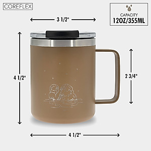 Coreflex 12 oz Insulated Coffee Mug with Handle & Lid, Stainless Steel Double Walled Vacuum Insulated Tumbler Cup, Travel Coffee Cup Thermal Cup - Home, Office, Travel, Outdoor, Camping