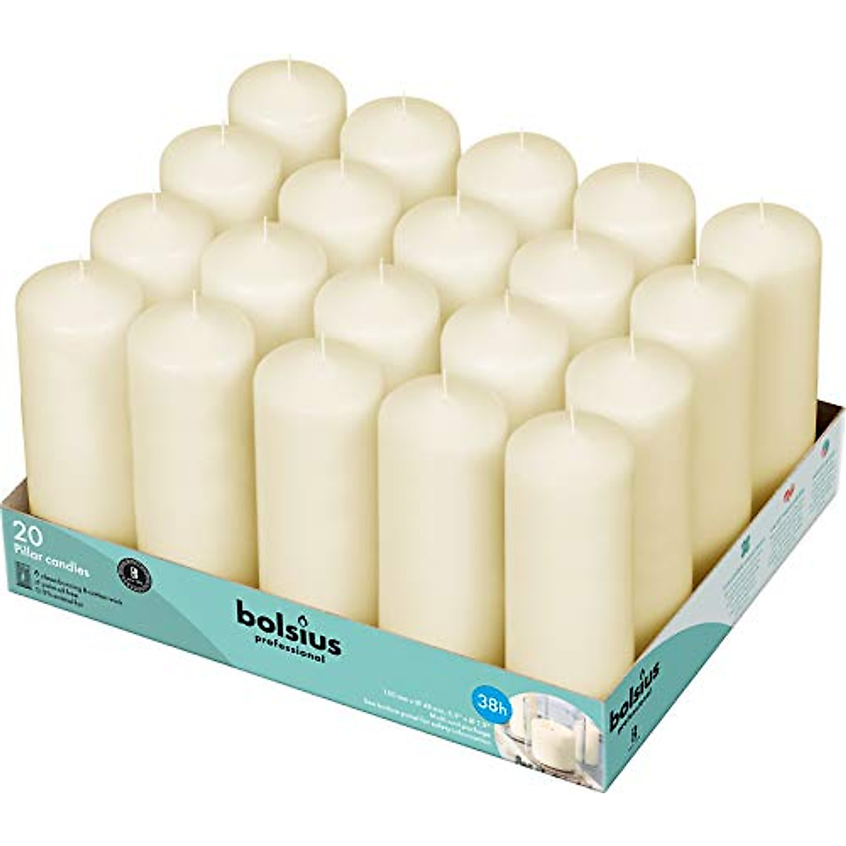 Bolsius Ivory Pillar Candles – 2x6 Unscented Candle Set of 20 – Dripless, Smokeless, and Clean Burning Household Dinner Candles – Perfect for Weddings, Parties, Dinners Decorative Candles
