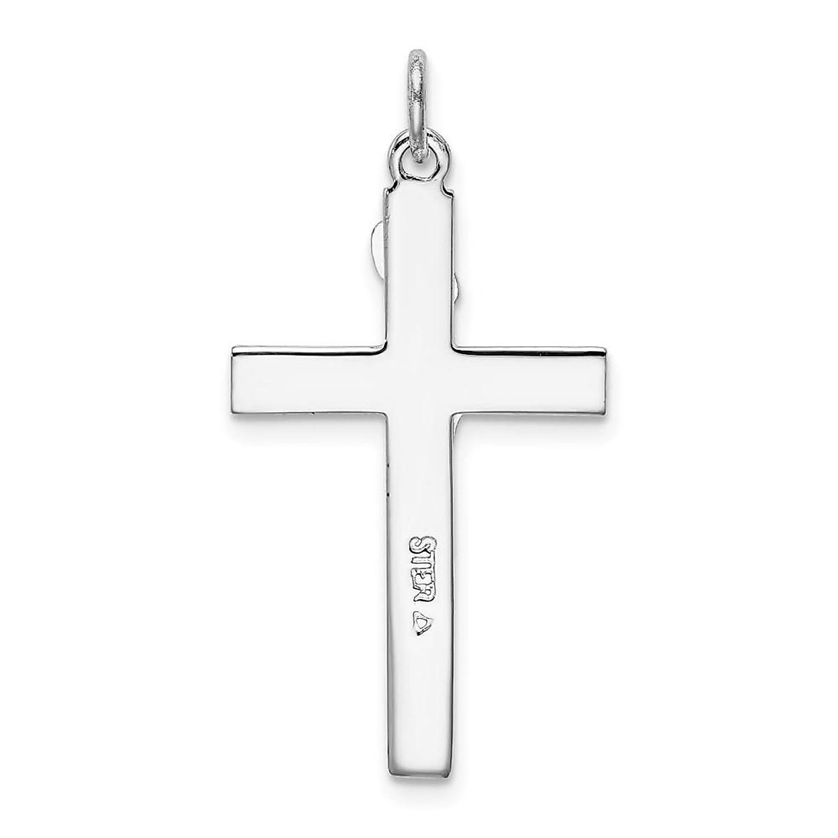 Diamond2Deal Sterling Silver Rhodium-plated INRI Religious Crucifix Cross Pendant