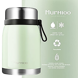 Murmioo Soup Thermos for Hot Food,Insulated Food Jar,Stainless Steel Vacuum Hot Food Lunch Containers,Hot & Cold Lunch Containers For Adults for Office,Outdoor (24oz/700ml) green