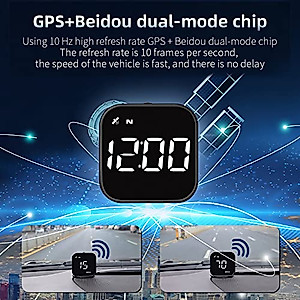 Fastsun G4S Digital GPS Speedometer, Car HUD Heads Up Display with Digital Speed in MPH KPH, Overspeed Alarm, Driver Fatigue Reminder, Multifunction Speedometer Universal for All Vehicle, Fuel Cars