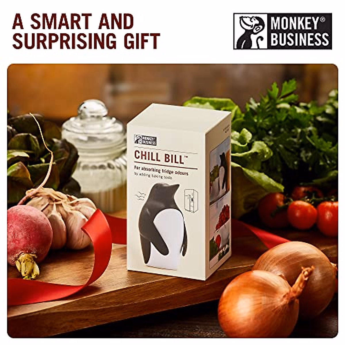 Chill Bill Refrigerator Deodorizer | Soda Holder for Refrigerator | Cute Fridge Deodorizer | Refrigerator Odor Eliminator | Fun Kitchen Gadgets | Baking-Soda Fridge Smell Remover | by Monkey Business