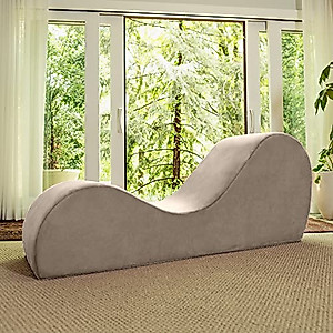 Avana Sleek Chaise Lounge for Yoga-Made in The USA-for Stretching, Relaxation, Exercise & More, 60D x 18W x 26H Inch, Beige