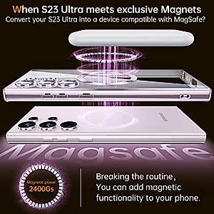 JUESHITUO for Samsung Galaxy S23 Ultra Case, [Full Camera Cover Protection] [Compatible with MagSafe] Magnetic Metallic Glossy Clear Luxury Soft Case for Galaxy S23 Ultra 5G 6.8 inch -Lavender Purple