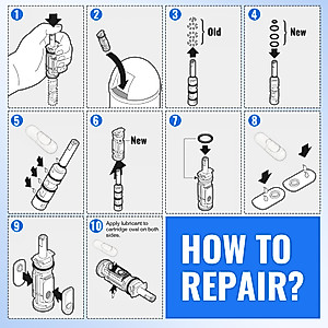Dreyoo Cartridge Repair Kit Replacement for 96988, Repair Kit Compatible with Moen 1222/1222B Single Handle Cartridge Tub and Shower Faucets, Bathroom Cartridge Repair Kit Parts