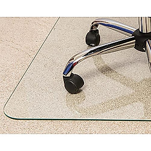 Premium Heavy Duty .25" Thick Tempered Glass Chair Mat, 36" x 46" Life Time Guarantee, Thickest Office Chair Mat for Carpet & Hardwood Floors, Protect Your Home or Office Floors - 1 Each