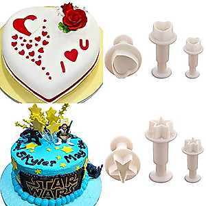 M MOACC Cake Tools 36 Piece Fondant Cake Cookie Plunger Sugarcraft Flower Leaf Butterfly Heart Shape Decorating Mold DIY Icing Plunger Tools