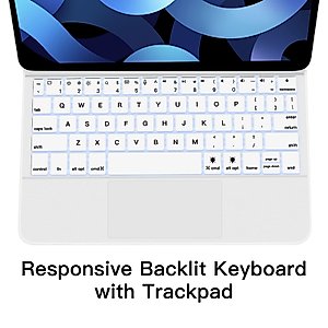 Tiaota Magnetic Keyboard Case for iPad Pro 11/10.9‑inch (3rd/2nd gen and ipad Air 5th gen), Magic Keyboard Case with iPadOS Shortcuts, Floating Cantilever Stand, with Backlit, Multi-Touch Trackpad