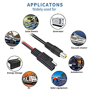 YACSEJAO SAE to DC 8mm Cable 14AWG 1FT DC 8mm Male to SAE Connector Adapter for RV & Solar Generator Portable Solar Panel