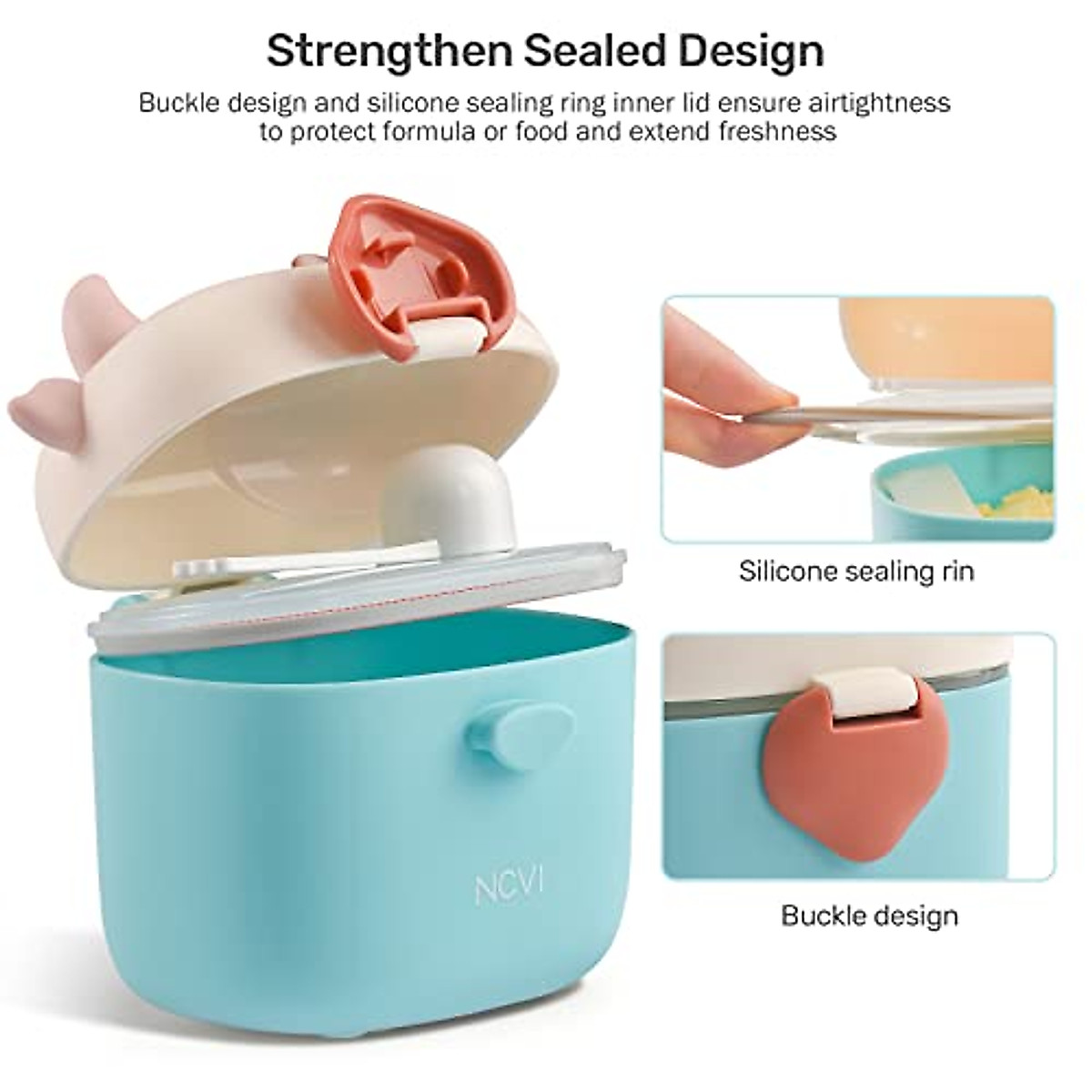 NCVI Baby Formula Dispenser with Scoop and Leveller Portable Storage Formula Containers for Travel, Non-Spill Smart Baby Milk Powder Formula Dispenser for Fruits, Snacks and Nuts (Green)