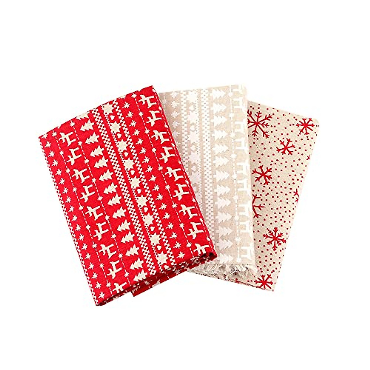 Xmas Pattern Cotton Linen Fabric DIY Christmas Decoration Fabric for Patchwork Dress Sofa Curtain45X45CM (M1-3-2)