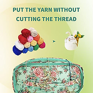 LOOEN Knitting Bag, Yarn Storage Organizer Tote Bag Holder Case Cuboid with Zipper Closure and Pocket for Knitting Needles Crochet Hooks Project Accessories,Easy to Carry