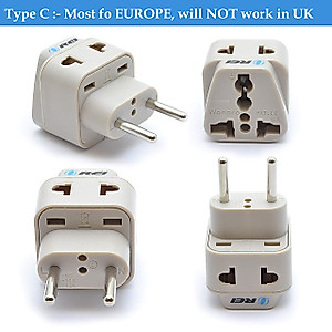 OREI 7 World Travel Adapter Plug Set Safe Grounded for Europe, Germany, Italy, S. Africa, China, Australia, UK, India and More