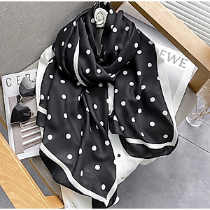 JERLA Women's Scarves Lady Light Soft Fashion Solid Scarf Wrap Shawl plaid scarf (Polka dot black)
