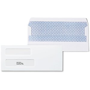 Staples 1775862 Self-Sealing Sec Tint Double Window #10 Env 4 1/8 X 9 1/2 We 500/Bx