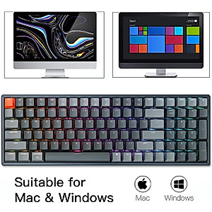 Keychron K4 Wireless Bluetooth/USB Wired Gaming Mechanical Keyboard, Compact 100 Keys 96% Layout RGB LED Backlit Gateron G Pro Red Switch N-Key Rollover, Aluminum Frame for Mac Windows, Version 2
