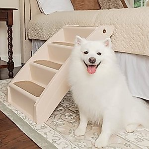 PetSafe CozyUp Folding Dog Stairs - Pet Stairs for Indoor/Outdoor at Home or Travel - Dog Steps for High Beds - Pet Steps with Siderails, Non-Slip Pads - Durable, Support up to 200 lbs - X-Large, Tan