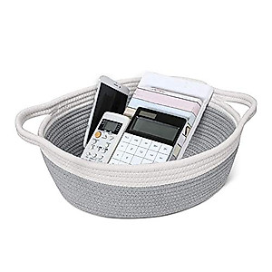 Goodpick Small Woven Basket Desk Organizer with Handles (Set of 2)