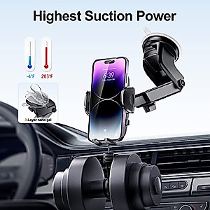 Eyemay 2023 Upgraded Car Phone Holder Mount - [ Bumpy Roads Friendly ] Phone Mount for Car Dashboard Windshield Air Vent 3 in 1, Hand Free Mount for iPhone 14 13 12 Pro Max Samsung All Cell Phones