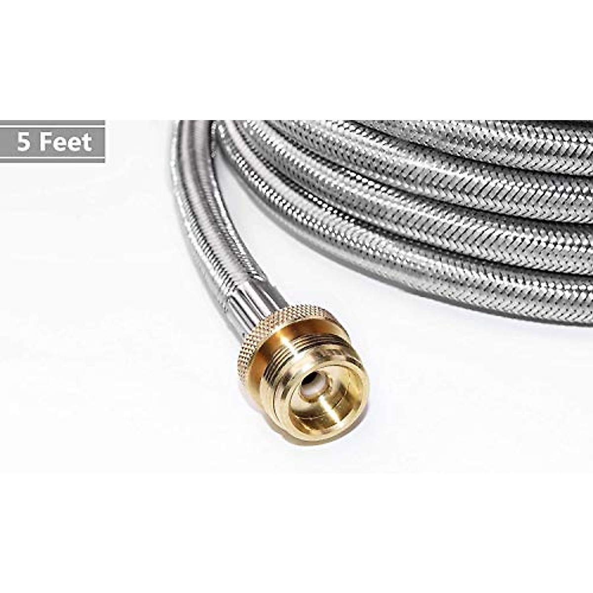 DOZYANT Propane Hose Adapter 1lb to 20lb Converter Replacement for Coleman Camp Stove, Buddy Heater to LP Cylinder POL Connection，Steel Braided 5 Feet