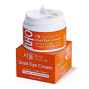 Korean Skin Care Snail Eye Cream - 97.5% Snail Mucin Korean Beauty Skincare Anti Aging Under Eye Cream With Cica Centella Asiatica - Extremely Effective Anti Wrinkle Eye Treatment Cream 0.5oz