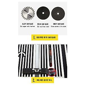 Fullhold 4" Mini Table Saw 60w Hobby Miter Saw For Crafts Model Making To Cut Copper, Aluminum,Stone, Wood, Glass And Plastic（LxWxH :190MM(7.5") x 142MM(5.5“) x 155MM(6")）